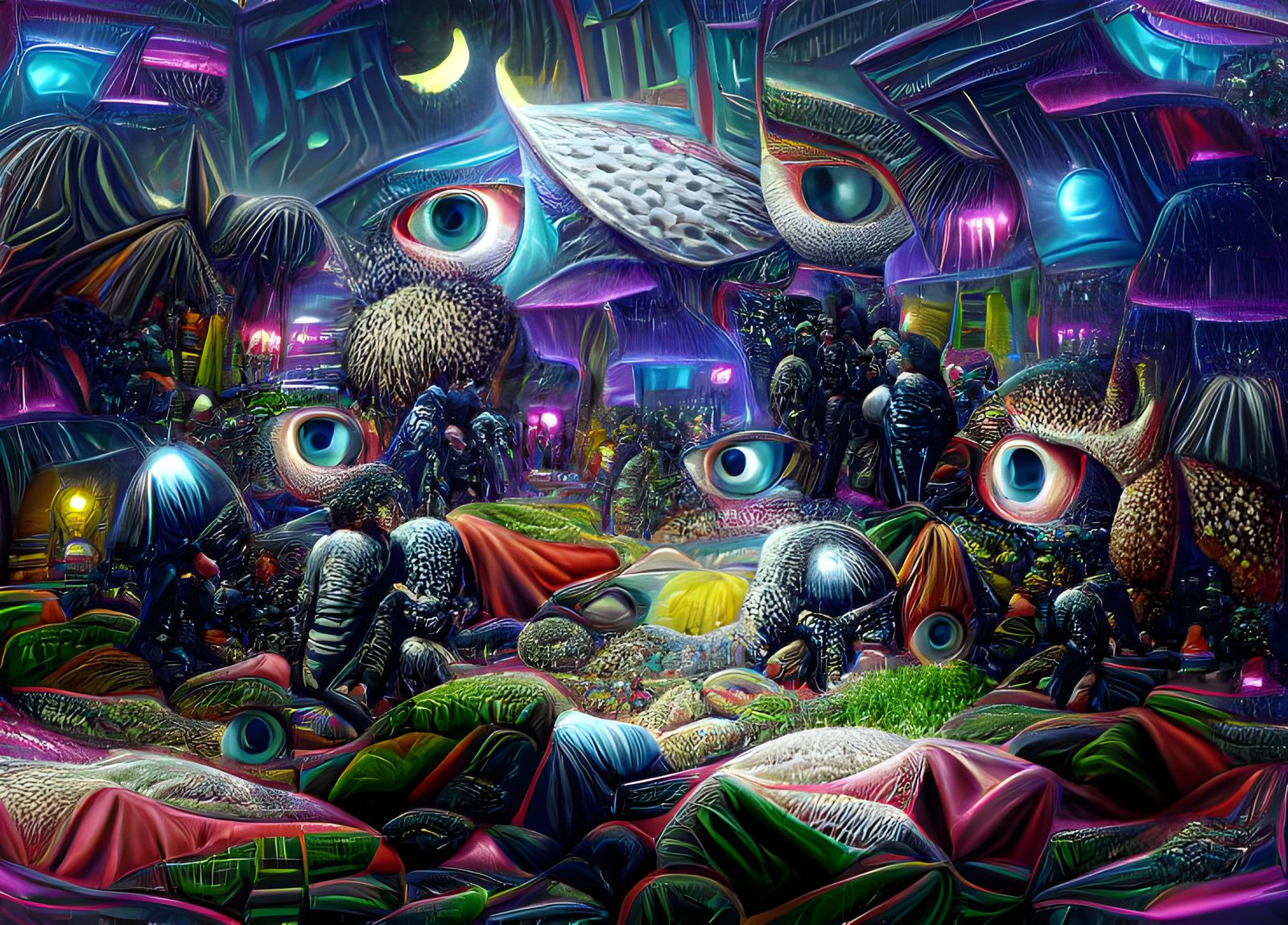 The night has a thousand eyes. sci-fi psychedelic art hyperdetailed ...