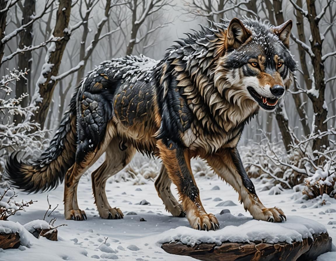 angry wolf in the snow - AI Generated Artwork - NightCafe Creator