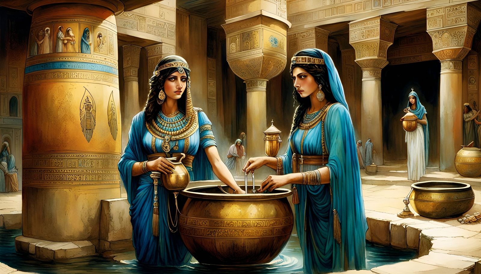 Beautiful Egyptian women at the well - AI Generated Artwork - NightCafe ...