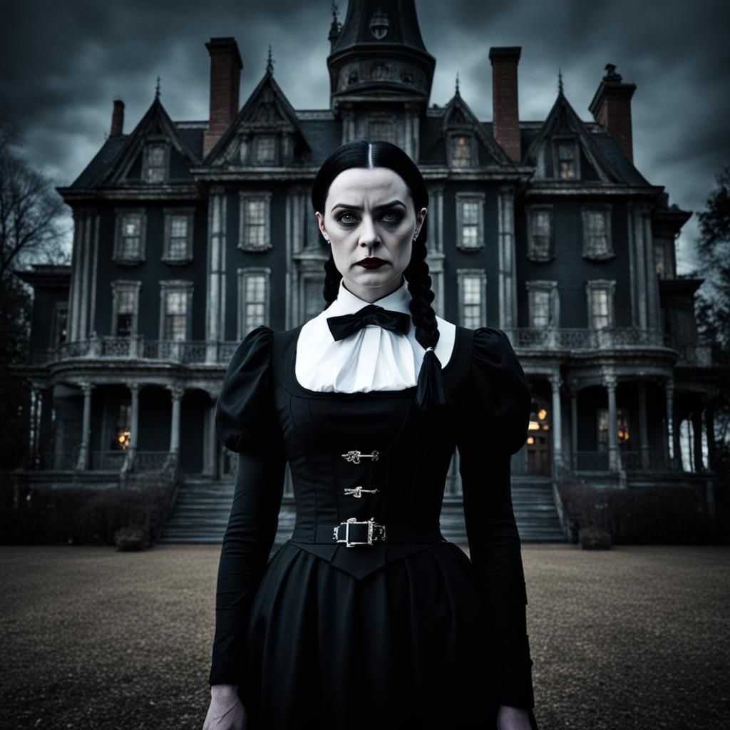 Wednesday Adams all grown up - AI Generated Artwork - NightCafe Creator