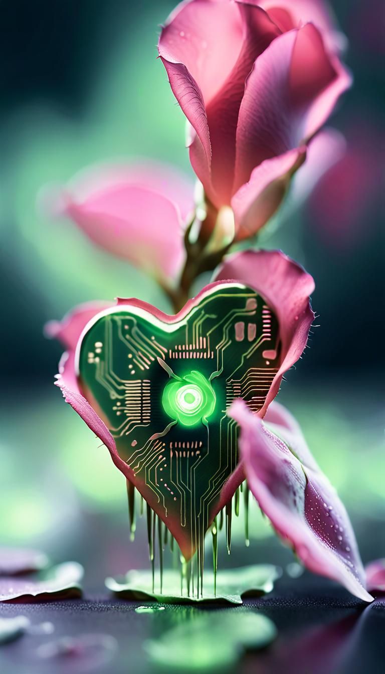 Flower and Tech - AI Generated Artwork - NightCafe Creator
