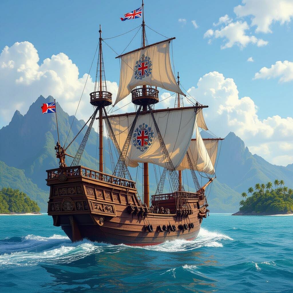 British Empire Galleon in Maritime Realism Style - AI Art