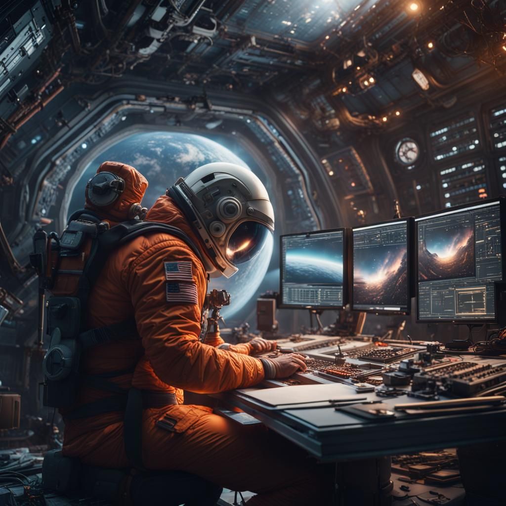 Space enginier at work - AI Generated Artwork - NightCafe Creator
