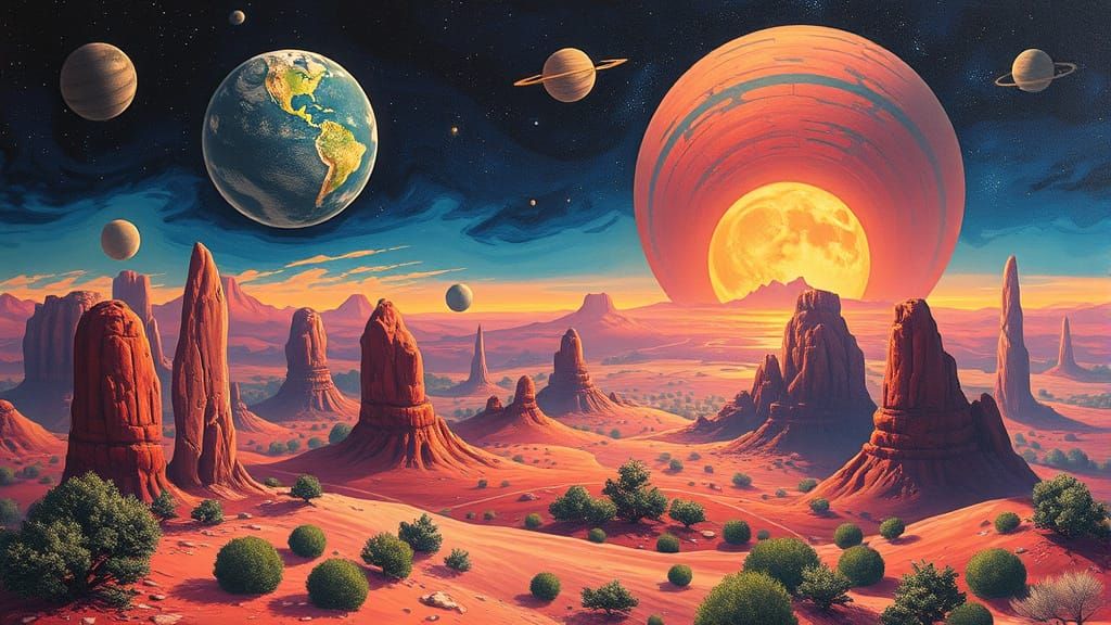 Wild Bold Fauvism surreal landscape futuristic alien invasion of earth