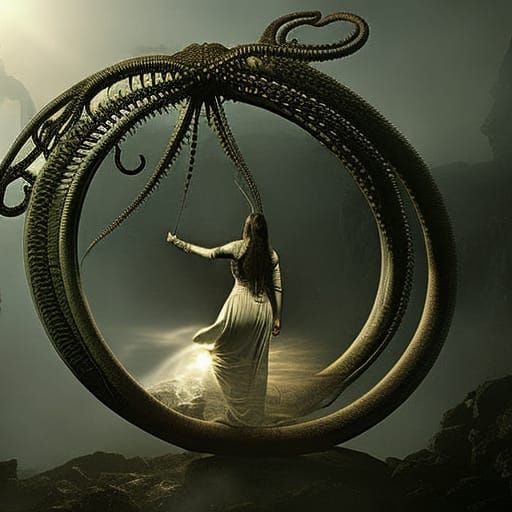 alien; dreamcatcher, tentacles; eldritch horror, lovecraftian; 8k ...