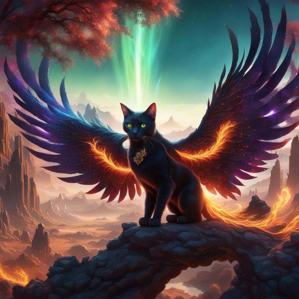 phoenix,cat,aurora,sparkles - Aurora Phoenix Cat: Detailed F...