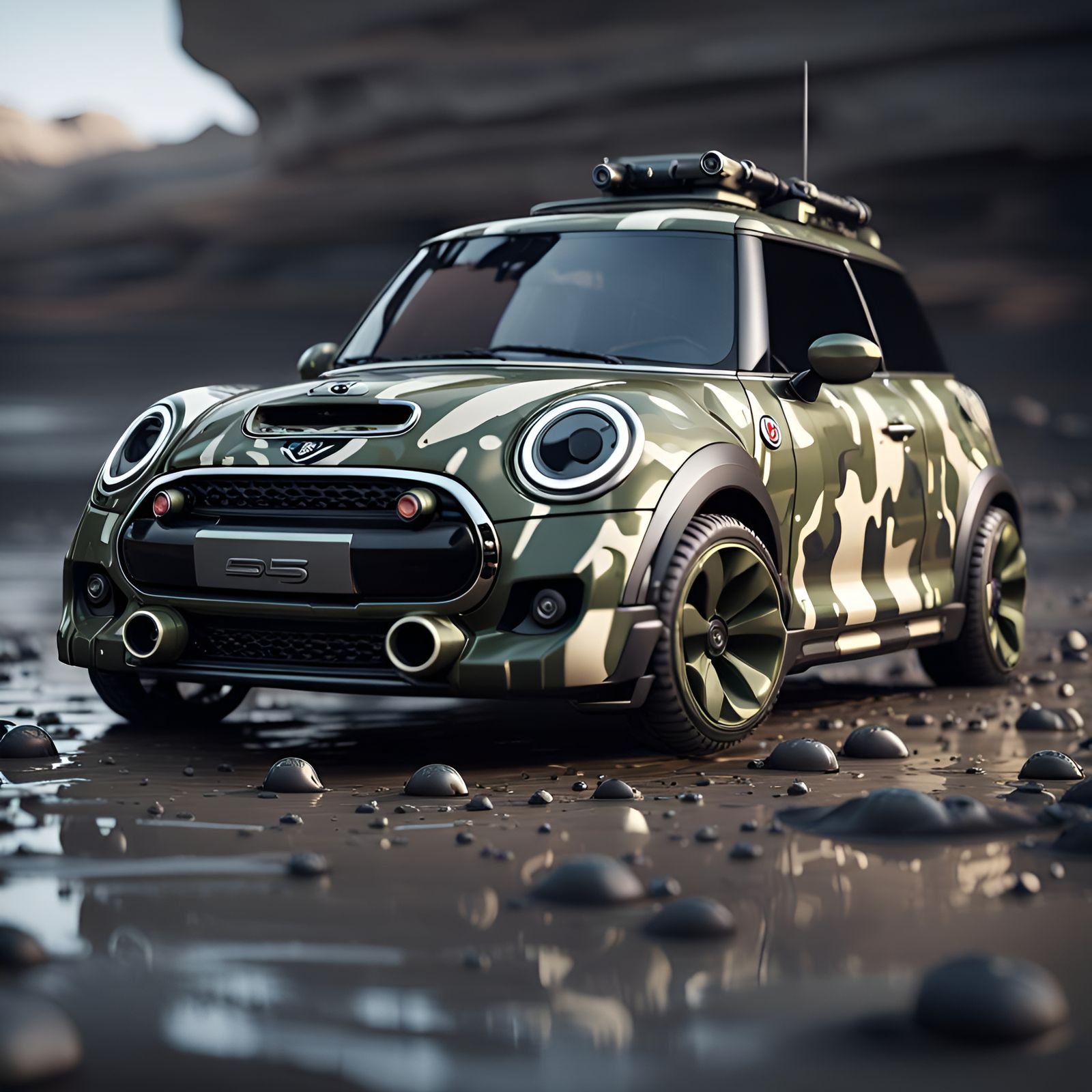 Military Camouflage R56 mini cooper s intricate mech details, ground ...