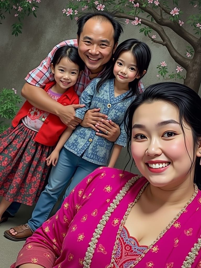 Whimsical Family Scene in Dreamy Ghibli Style - AI Art