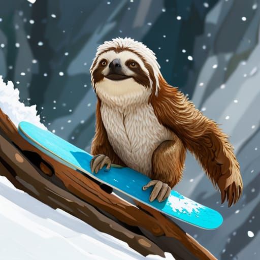 snowboarding sloth - AI Generated Artwork - NightCafe Creator