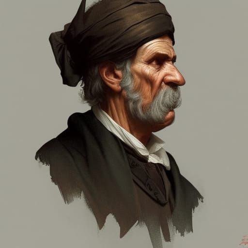 A portuguese old judge 1800's head and shoulders portrait, 8k ...