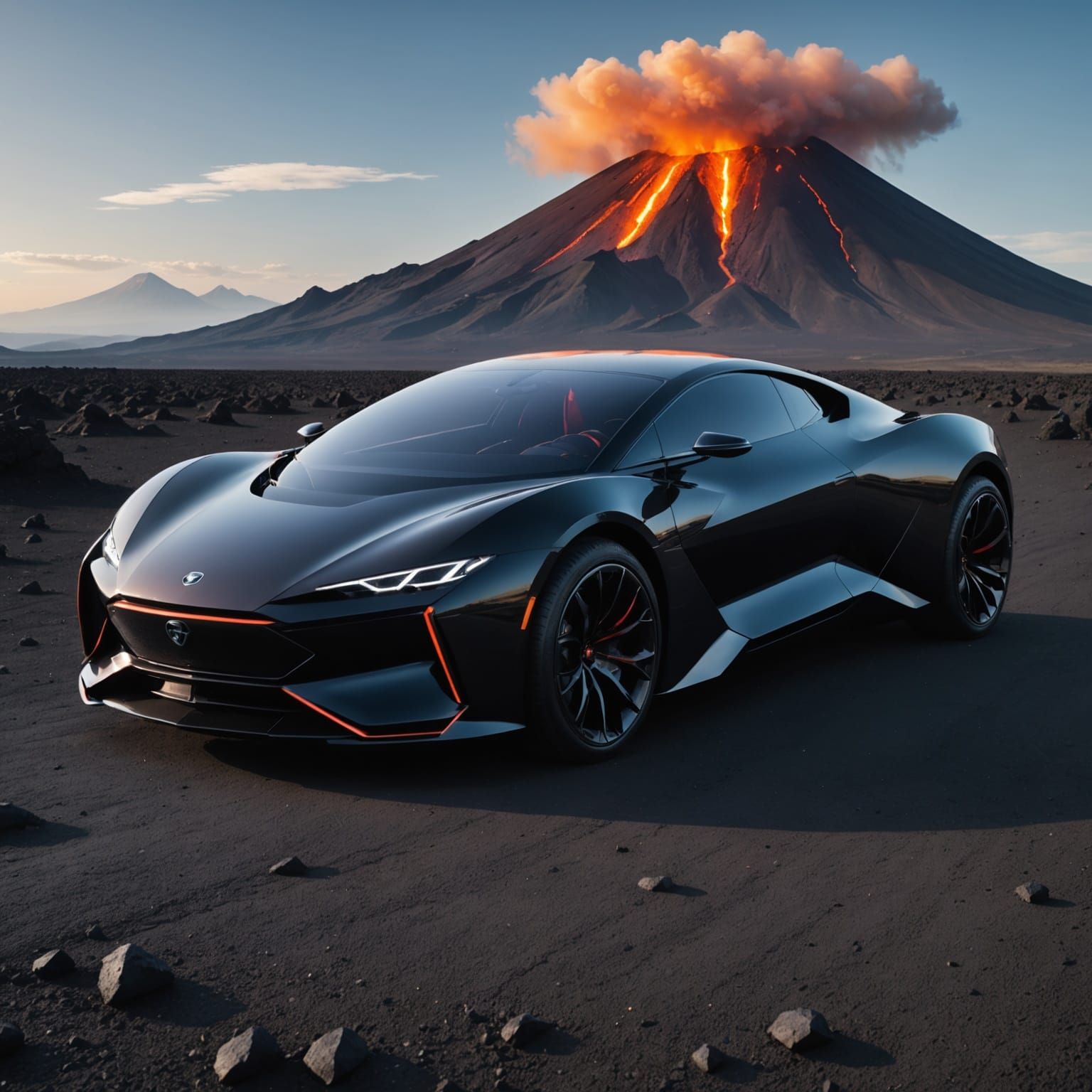 Car at the foot of a volcano - Car at the foot of a volcano