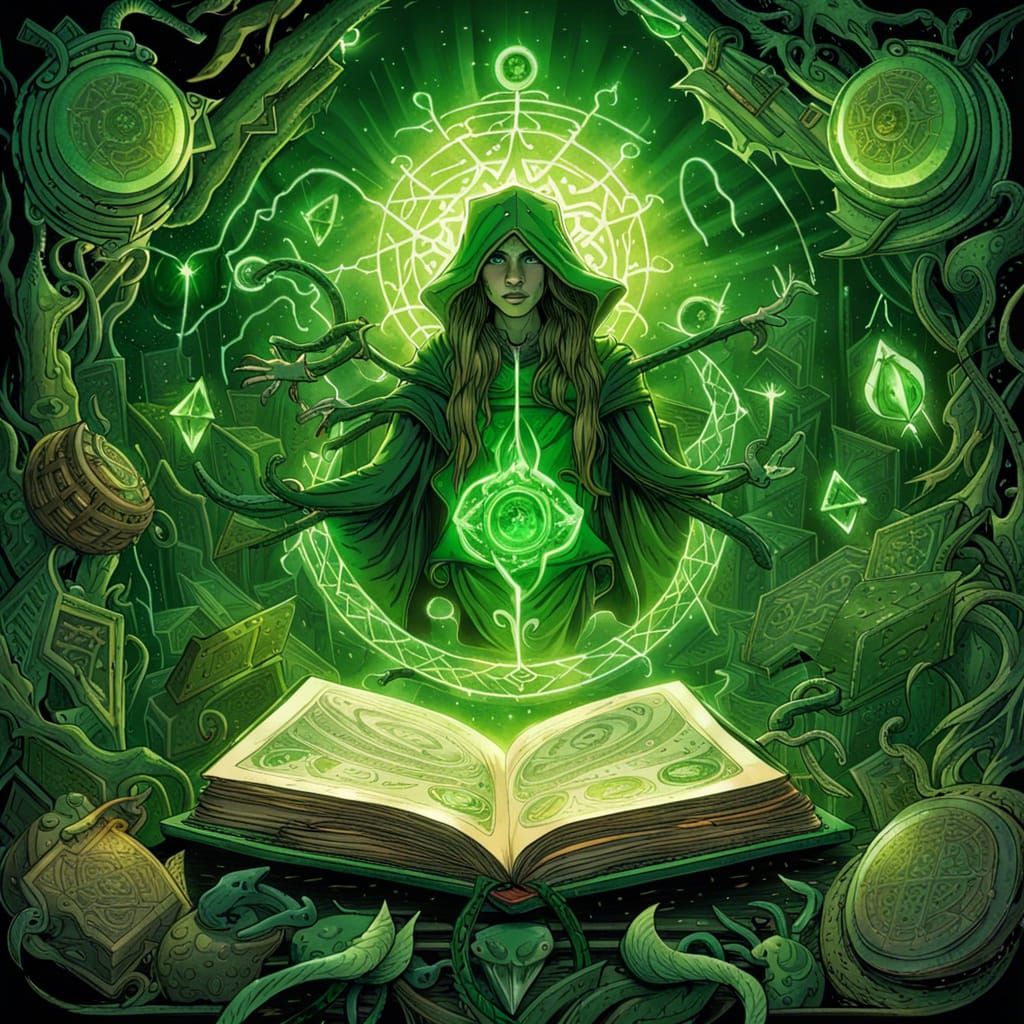 The Green Grimoire - AI Generated Artwork - NightCafe Creator