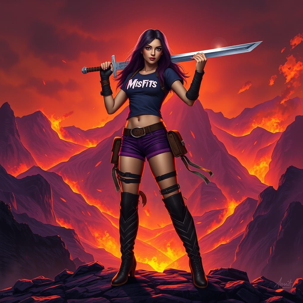 Misfits D&D Character - Dark Fantasy Warrior in Daisy Duke S...