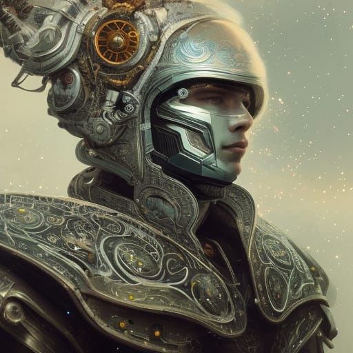 Insanely detailed cinematic face portrait photography of a majestic beautiful fierce filigree ...