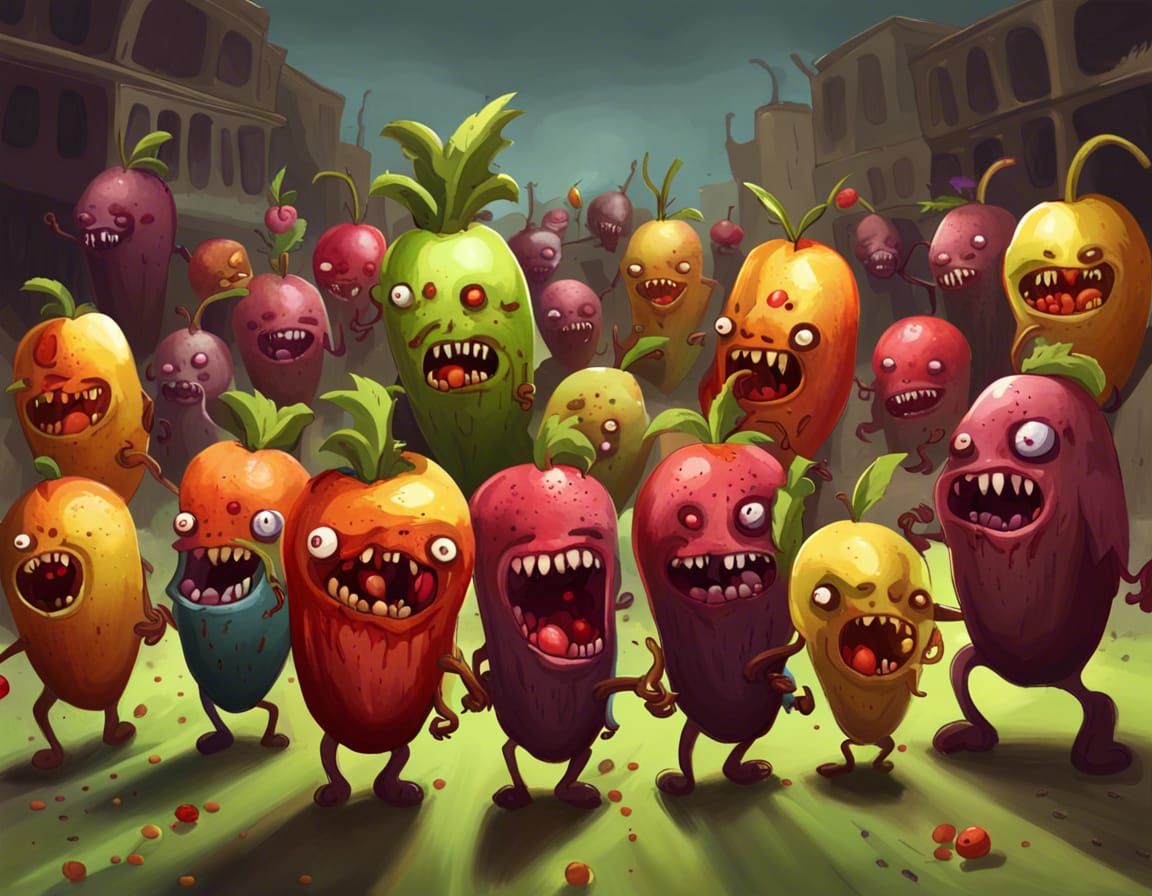 cartoon zombie fruits - AI Generated Artwork - NightCafe Creator