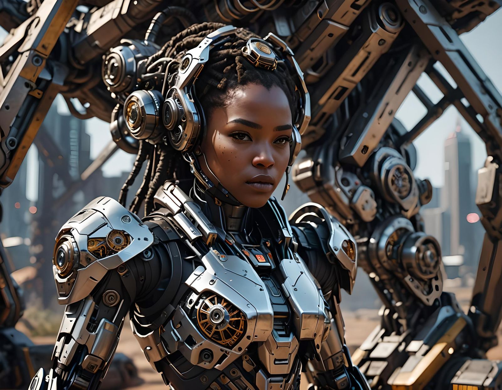 African american female cyborg with mech - AI Generated Artwork ...