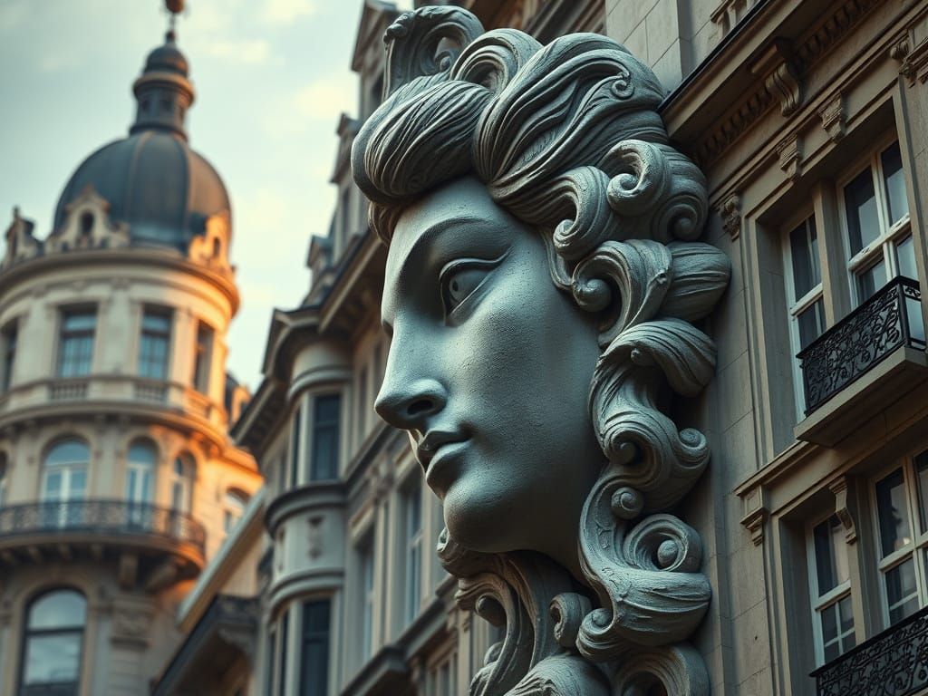 Mascaron - Epic Art Nouveau Mascaron in Stunning Digital Det...