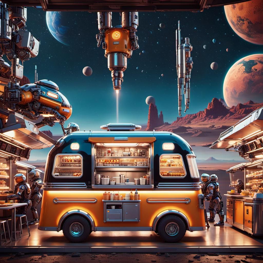 Mars Food Truck: Facility 429 - AI Generated Artwork - NightCafe Creator