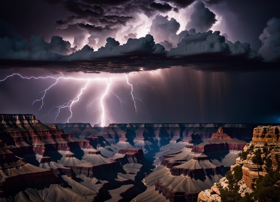 Fierce thunderstorm over Grand Canyon - AI Generated Artwork - NightCafe Creator