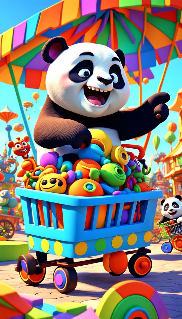 Panda Jack Smiling at Elephant Friend in Colorful ... - AI Art