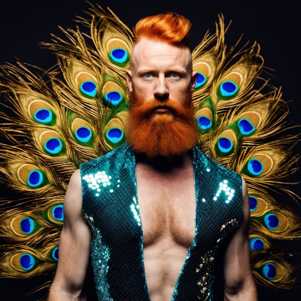 The ginger peacock man - AI Generated Artwork - NightCafe Creator