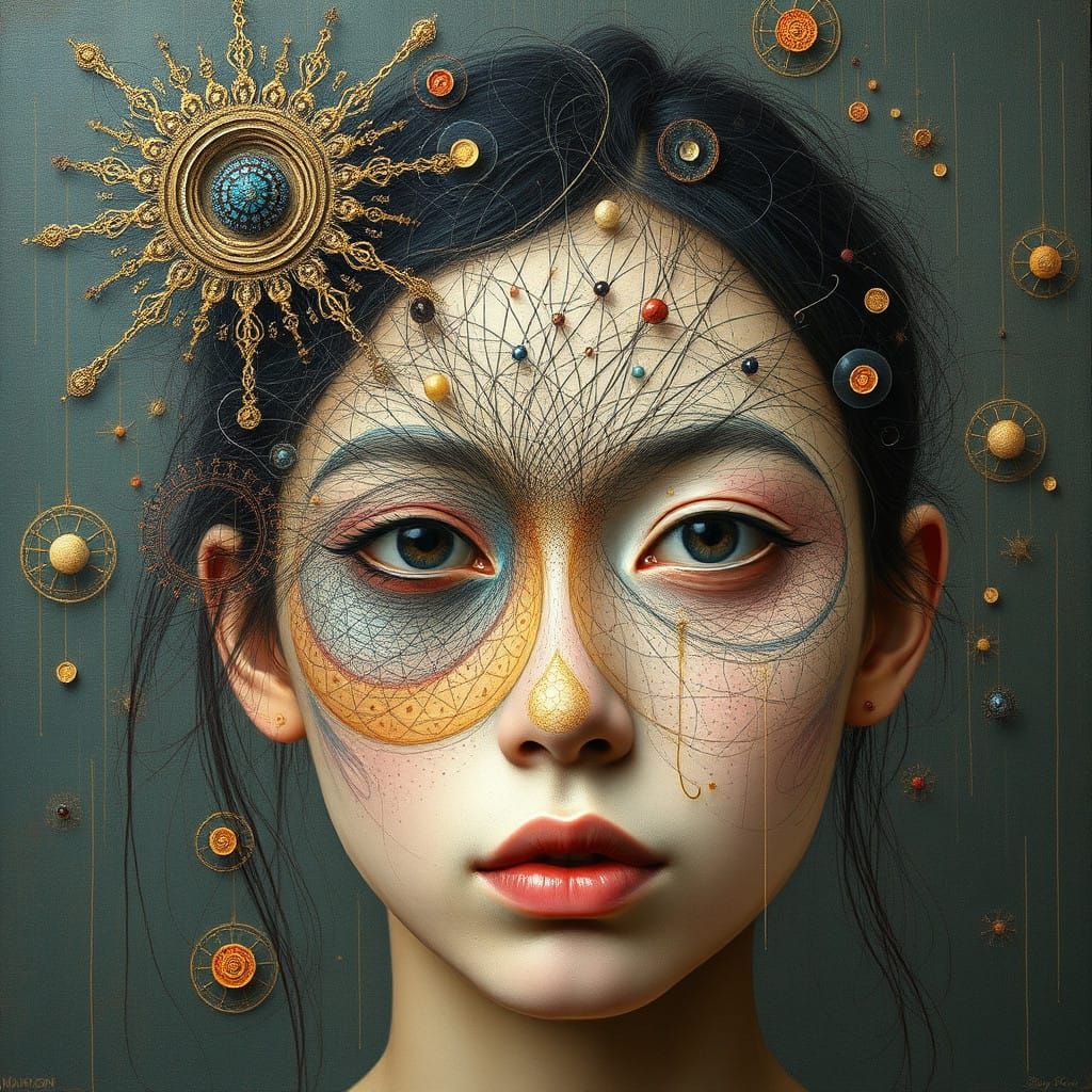 Portrait of an Androgynous Figure in Organic Abstr... - AI Art