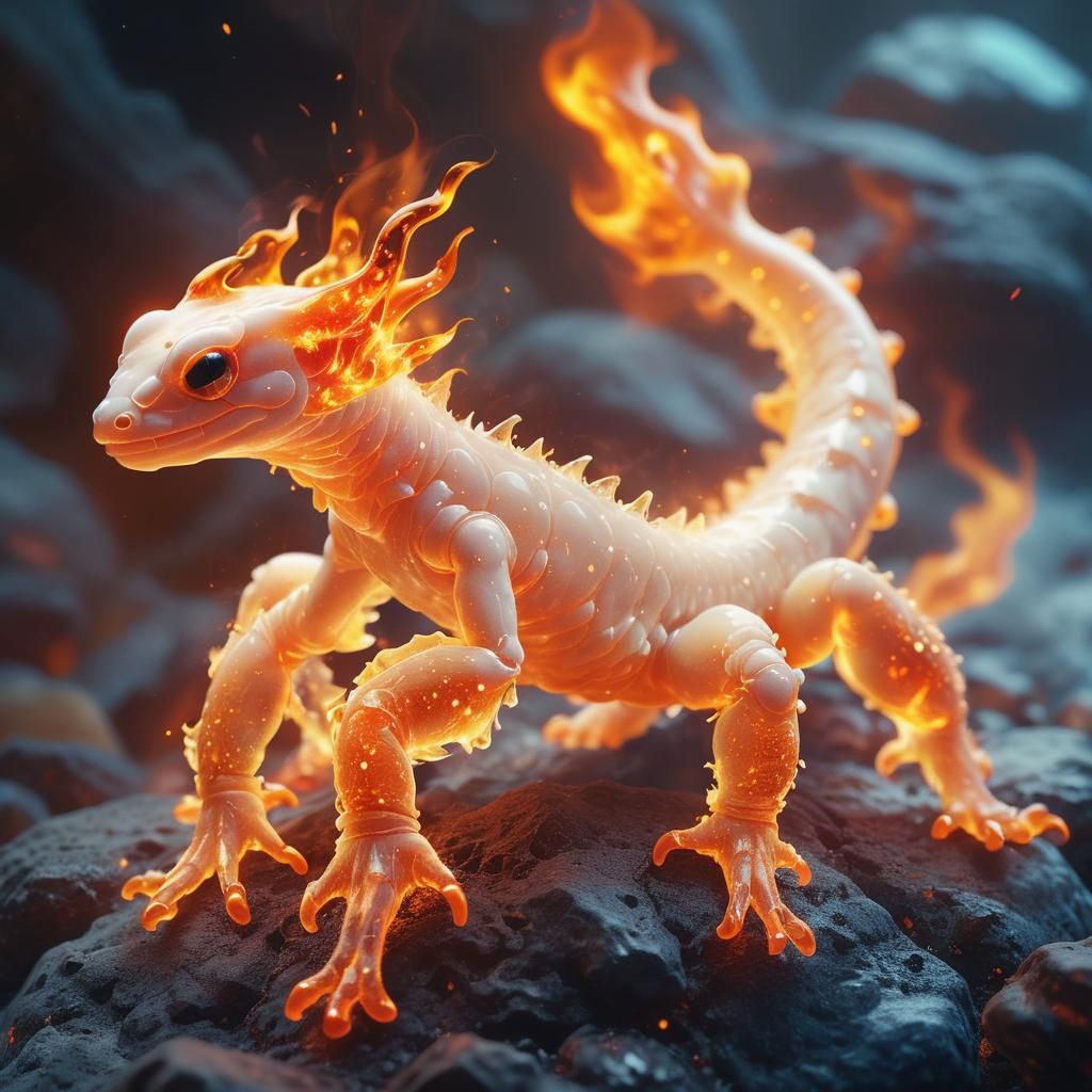 Surreal Fantasy Creature Embodies Blazing Inferno ... - AI Art
