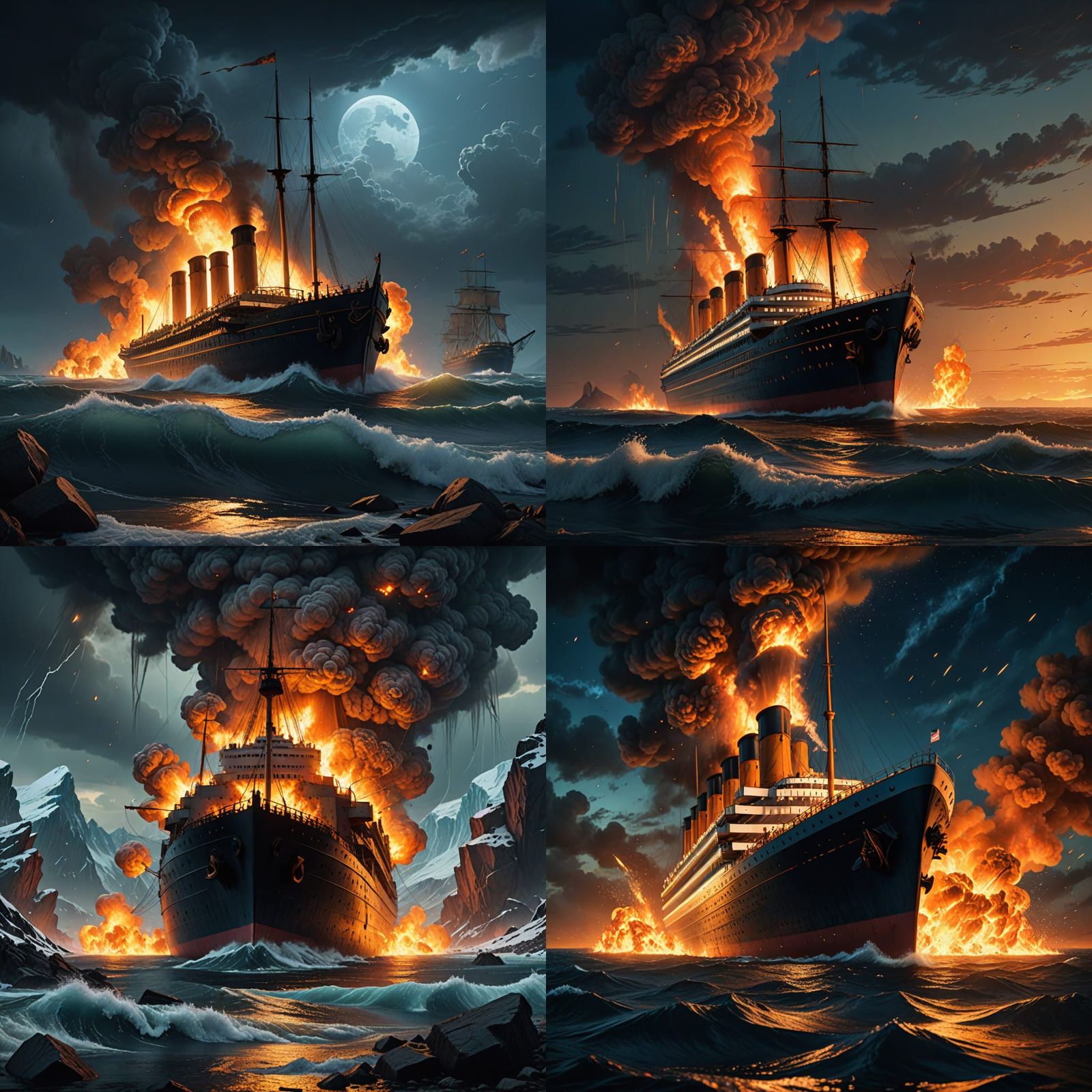 Titanic on Fire - Fantastical Titanic Inferno in Deep, Vibra...