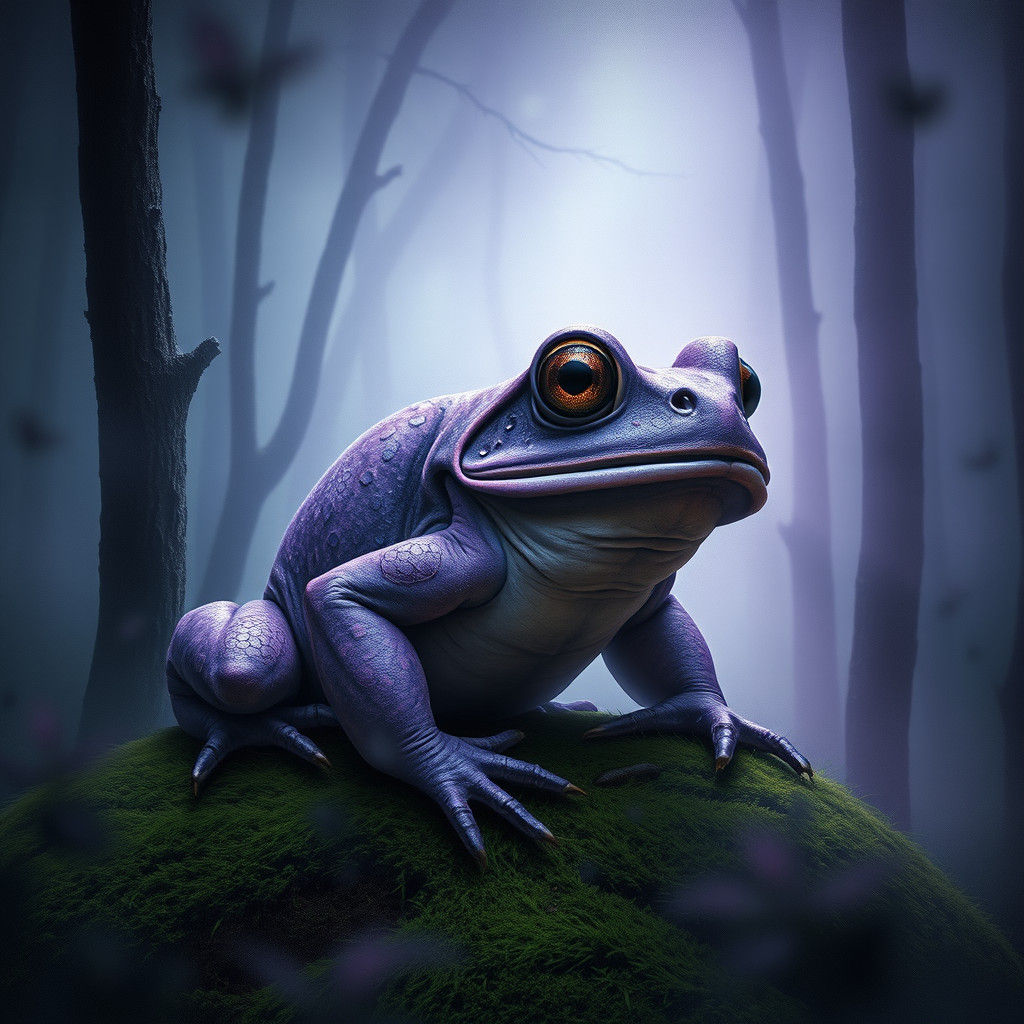 Enchanted Forest Toad in Mysterious Chiaroscuro - AI Art