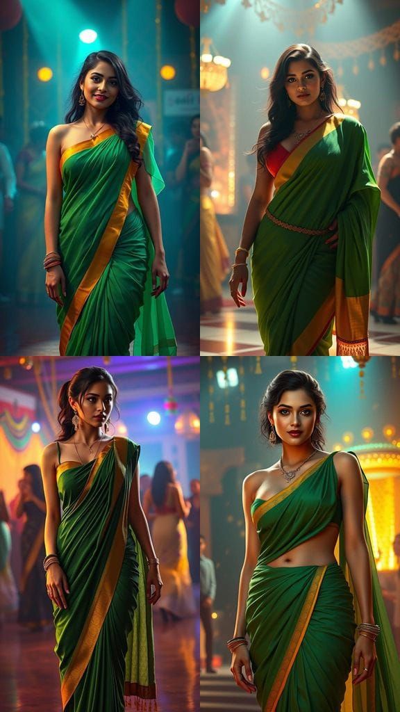 Seductive Saree Goddess in Vibrant Fantasy - AI Art