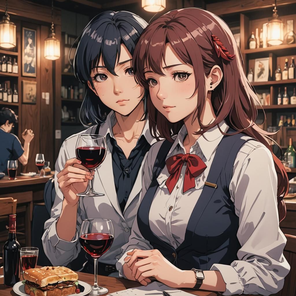 ((👱🏽‍♀️👨🏻‍🦱))(🎂)+((🍷😘) Masterpiece, Best Quality, flat, Manga Scan ...