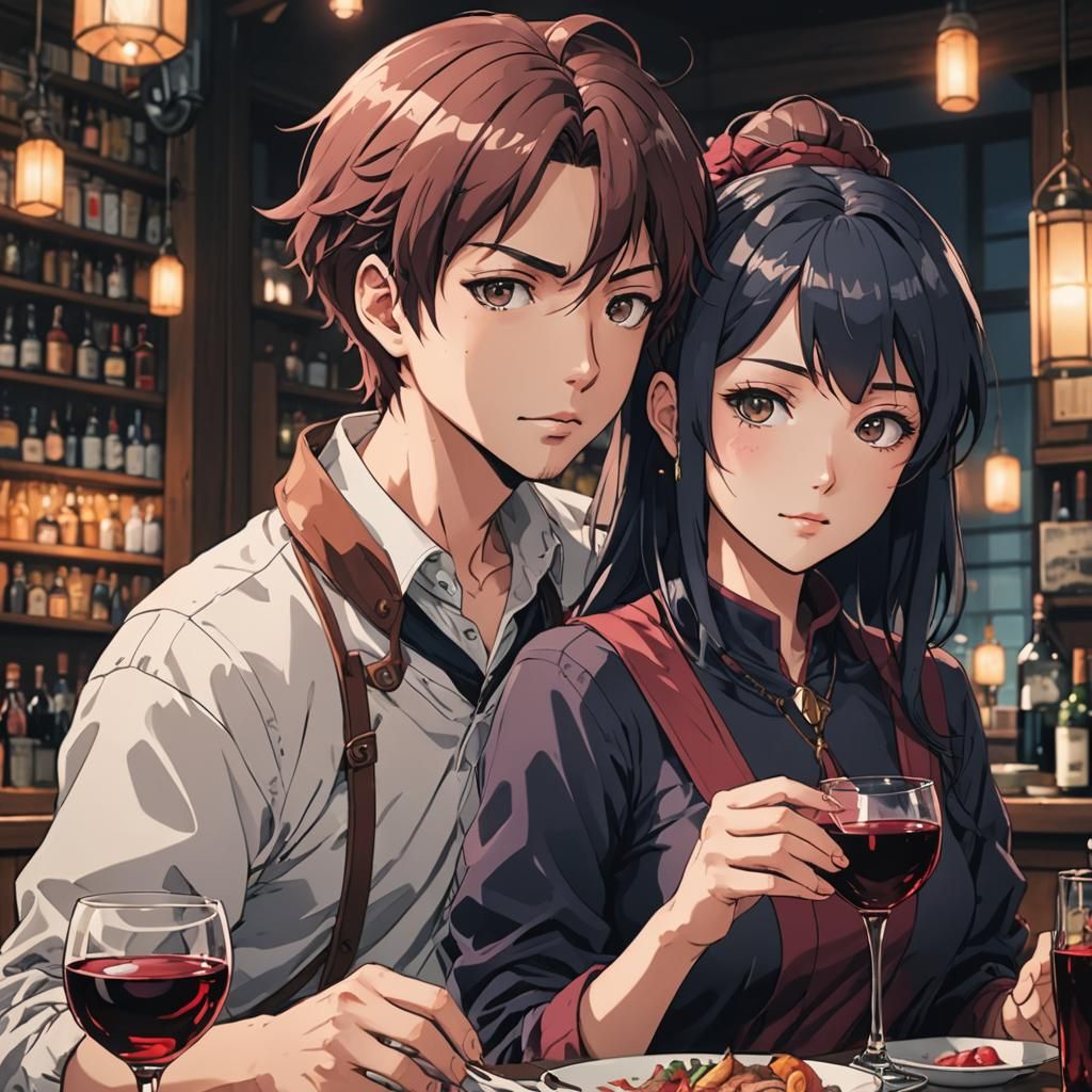 ((👱🏽‍♀️👨🏻‍🦱))(🎂)+((🍷😘) Masterpiece, Best Quality, flat, Manga Scan ...