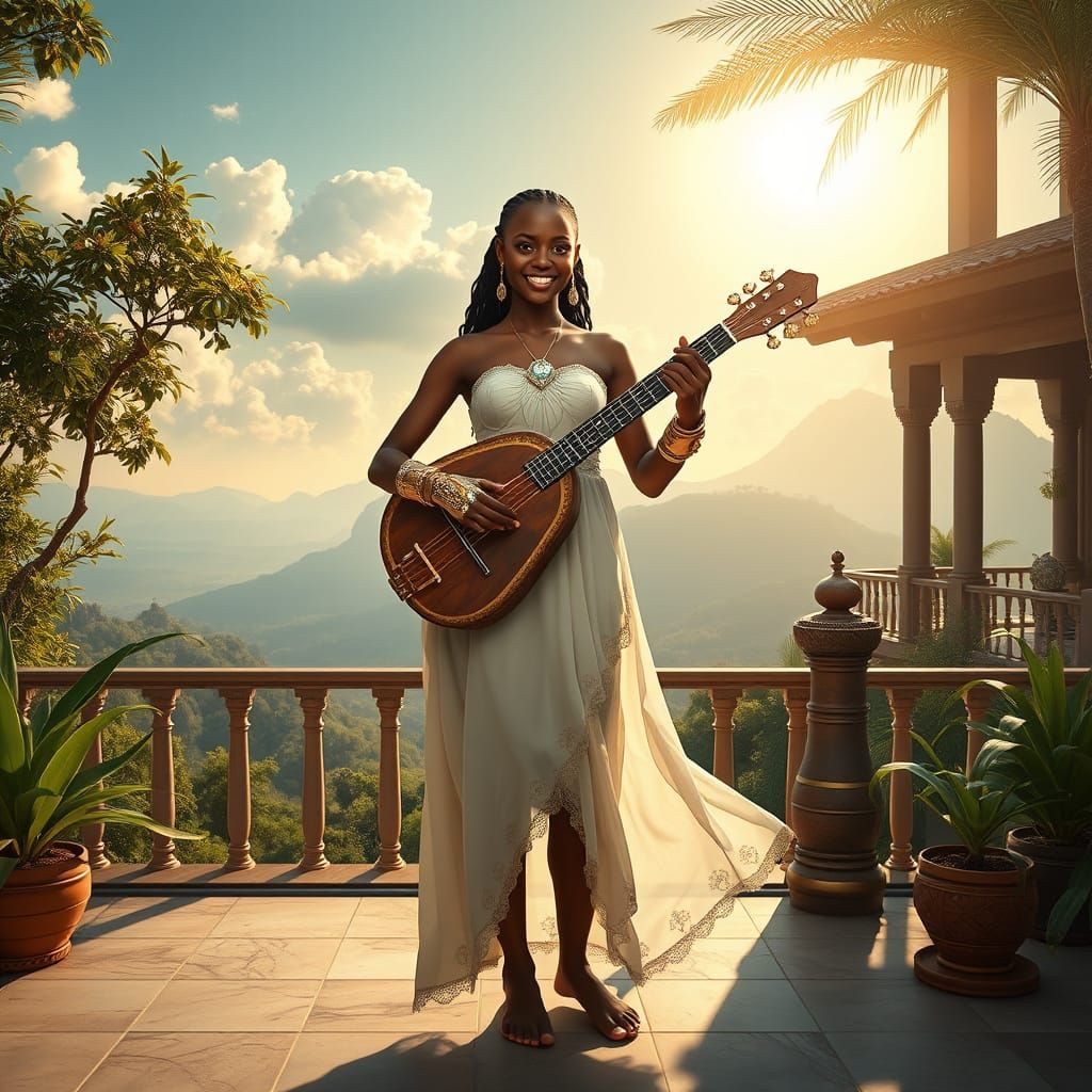 African Woman's Radiant Smile Hides Dark Presence ... - AI Art