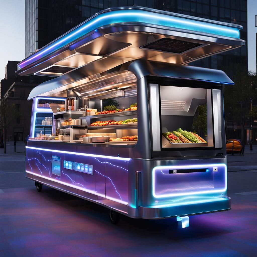 a realistic photo from 10 feet above . The front of a futuristic solar ...