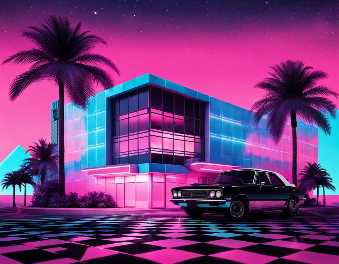 Vaporwave aesthetic, cassette tape as a building - AI Generated Artwork ...