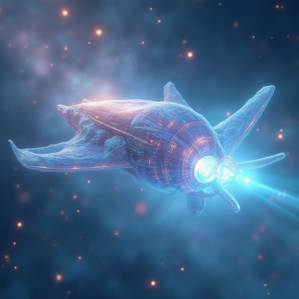 Whispering Starship Soars Through Celestial Vortex - AI Art