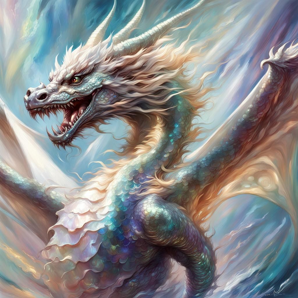 Pearl dragon - AI Generated Artwork - NightCafe Creator