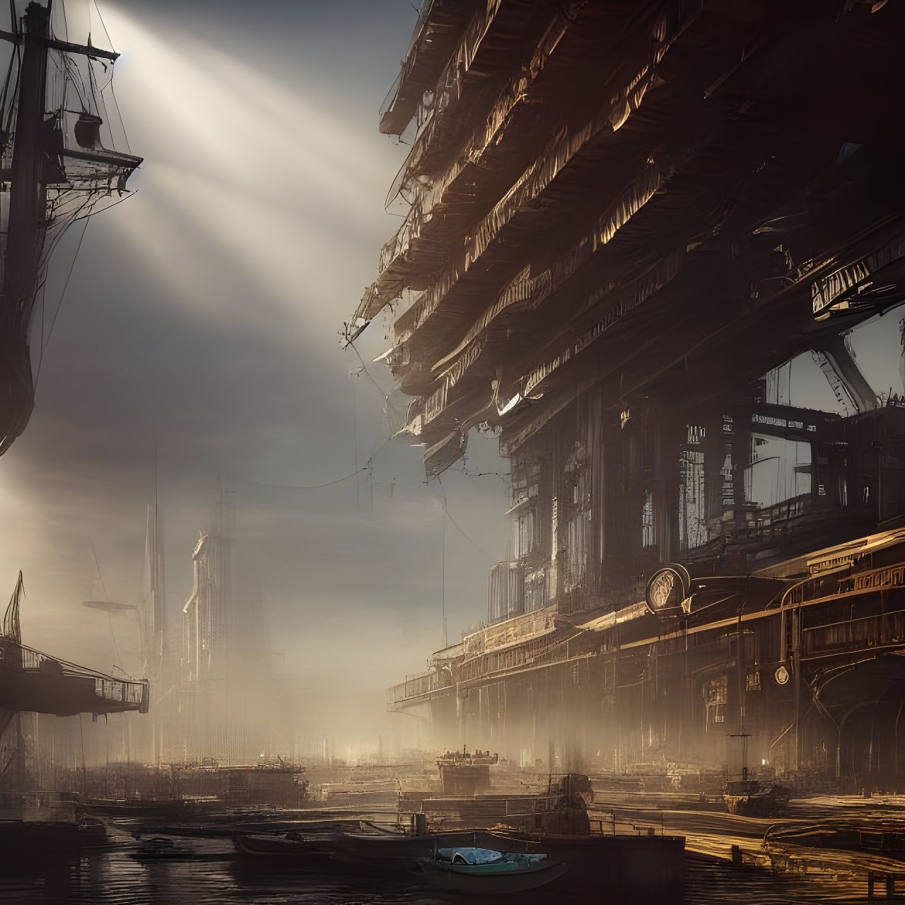 Steampunk Dockyards LVI - AI Generated Artwork - NightCafe Creator