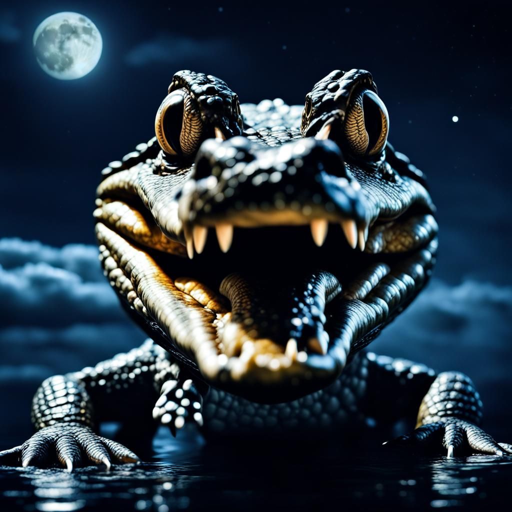 Happy Baby Croc At Night - AI Generated Artwork - NightCafe Creator