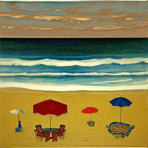 Vibrant Beach Scene in Abstract Expressionist Styl... - AI Art