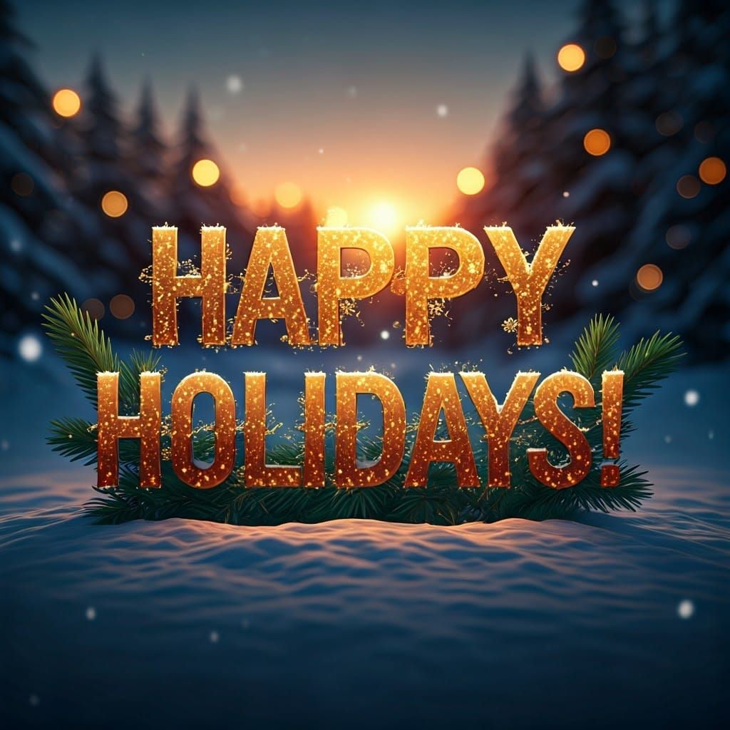 Winter Wonderland Scene with Elegant Holiday Lette... - AI Art