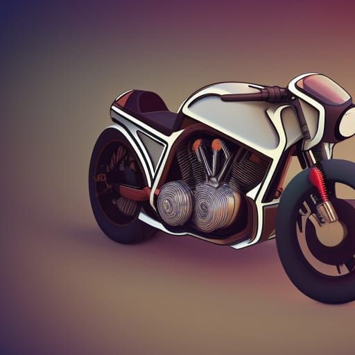a retrofuturistic motorcycle, engineering sketches, product design ...