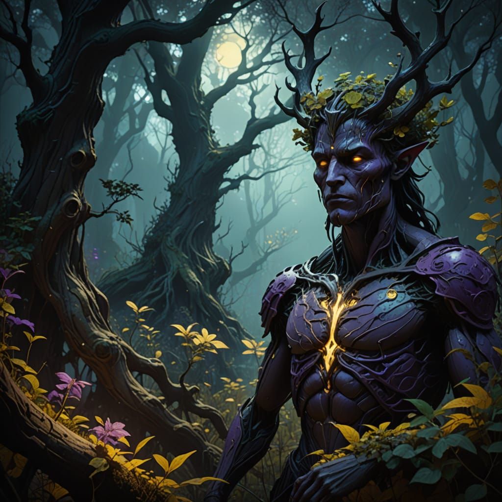 Surreal Dark Fantasy Creature in Decaying Tree Bar... - AI Art