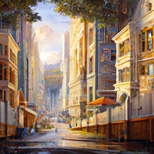 ! dream street city, hyperrealism, no blur, 4 k resolution, ultra ...