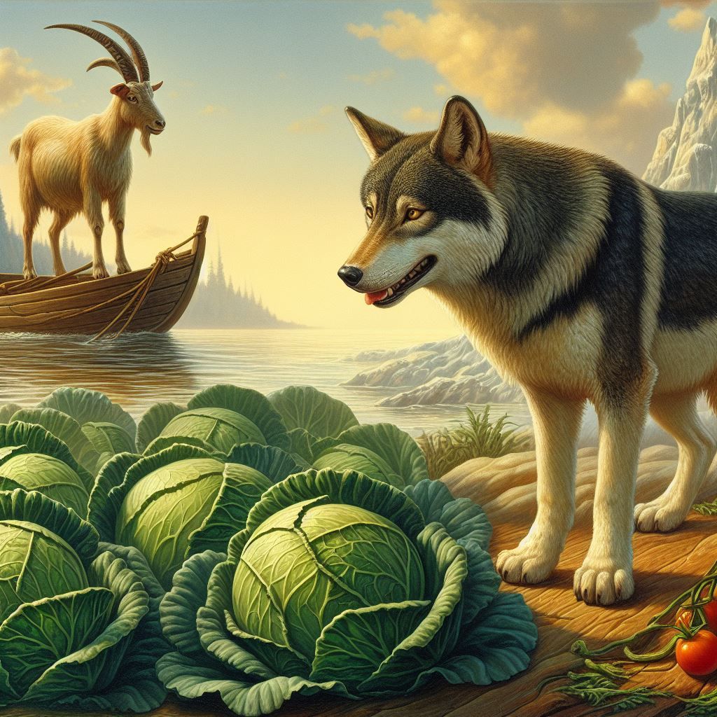 Wolf Goat Cabbage logic puzzle - AI Generated Artwork - NightCafe Creator