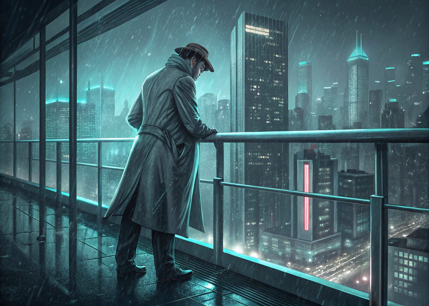 Cyber Noir v2 - Cyber Noir Masterpiece in Neon-Lit Cityscape