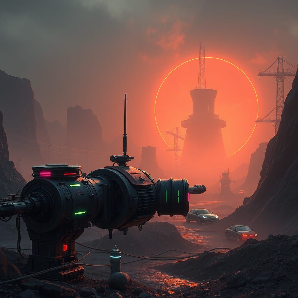 Dystopian Atomic Landscape in Matte Painting Style - AI Art