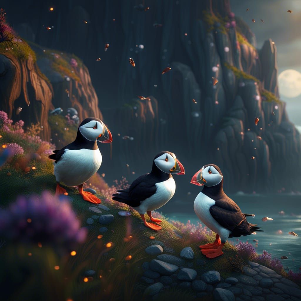 Puffins - AI Generated Artwork - NightCafe Creator