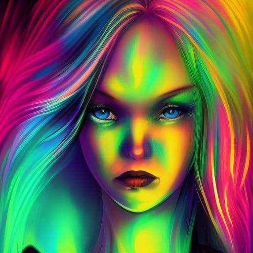 Chromatic Gaze A Multi-coloured Portrait with Piercing Blue Eyes - AI ...