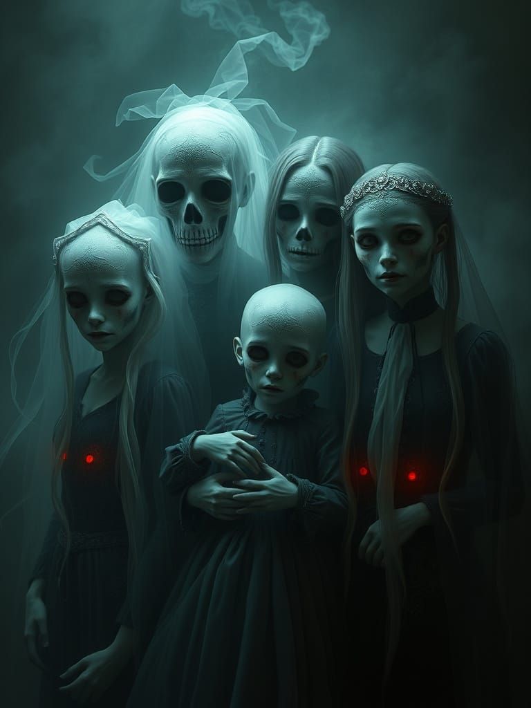 Spectral Family Portrait in Dark Victorian Style - AI Art